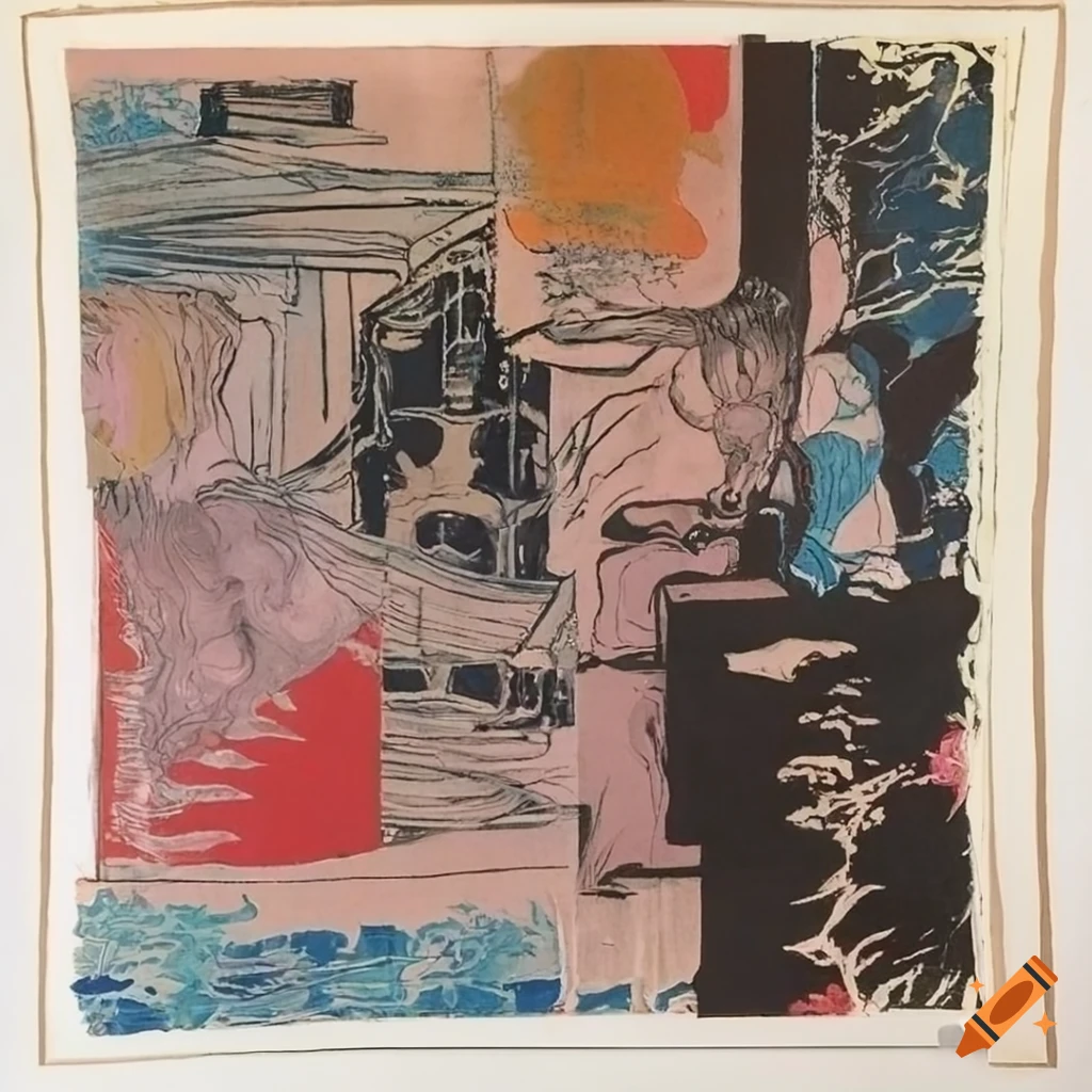 Robert Rauschenberg Yoshitaka Amano monotype Lithography minimalistic ...