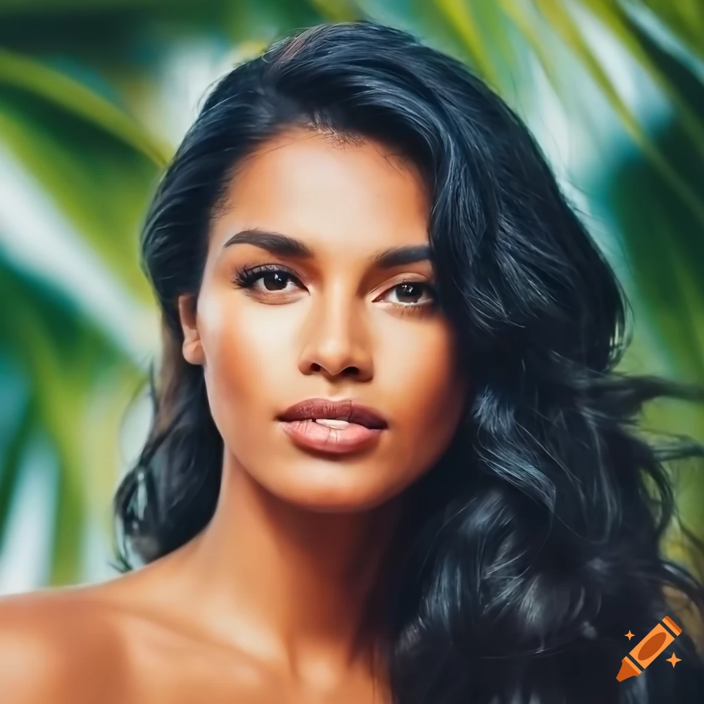 A super beautiful Latina woman with long wavy black hair and brown eyes, high detail, 4K ultra ...