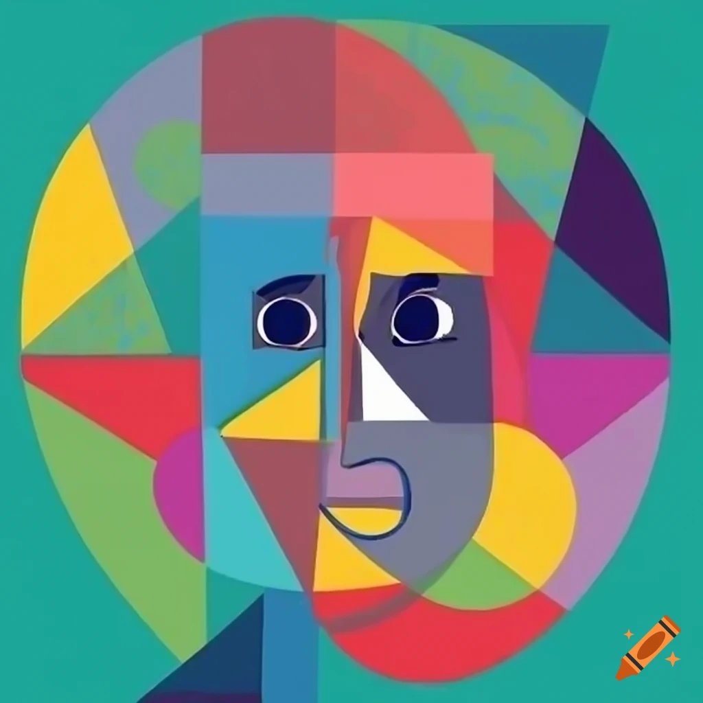 Picasso type art work with stong colors and geometric shapes on Craiyon