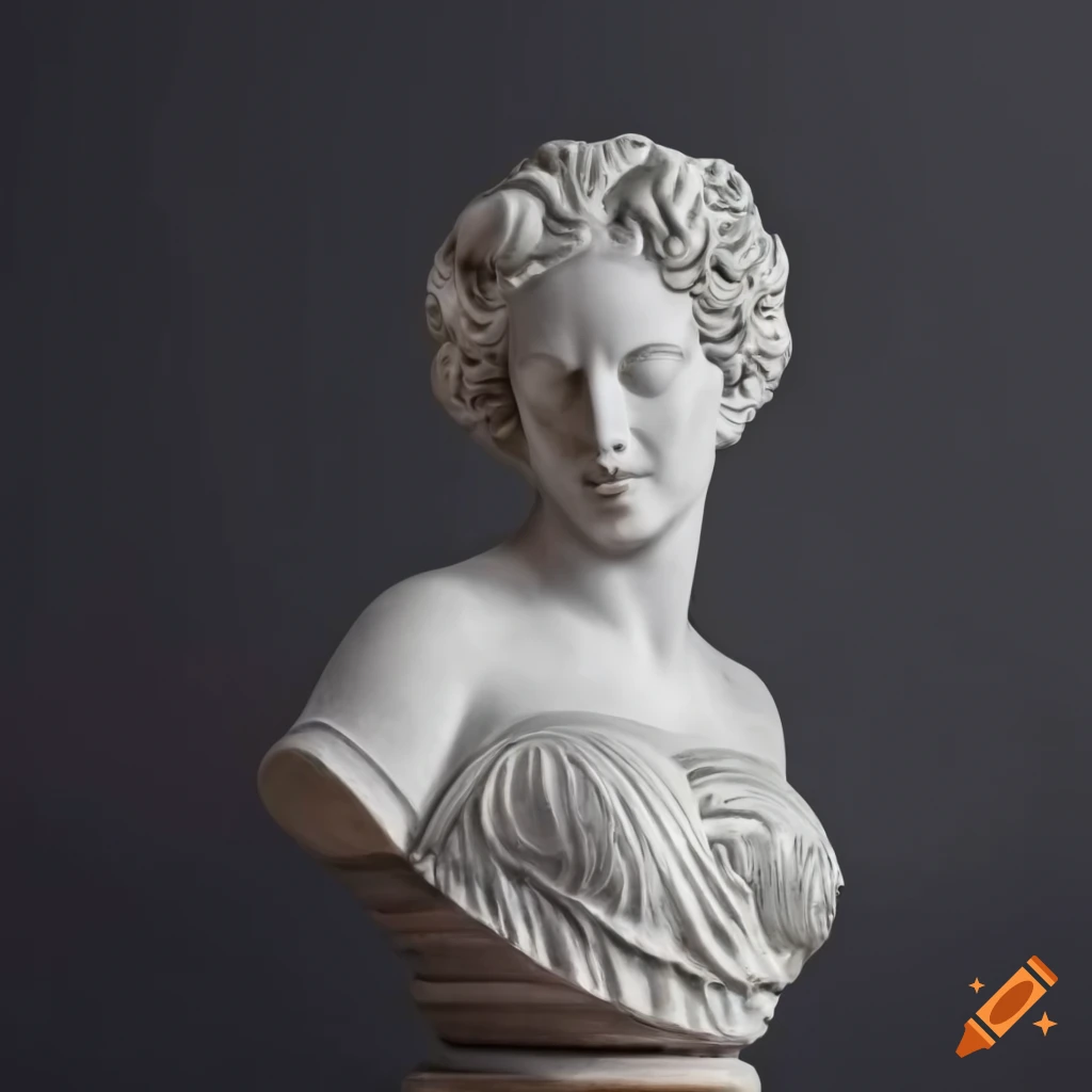 Dark background marble statue bust