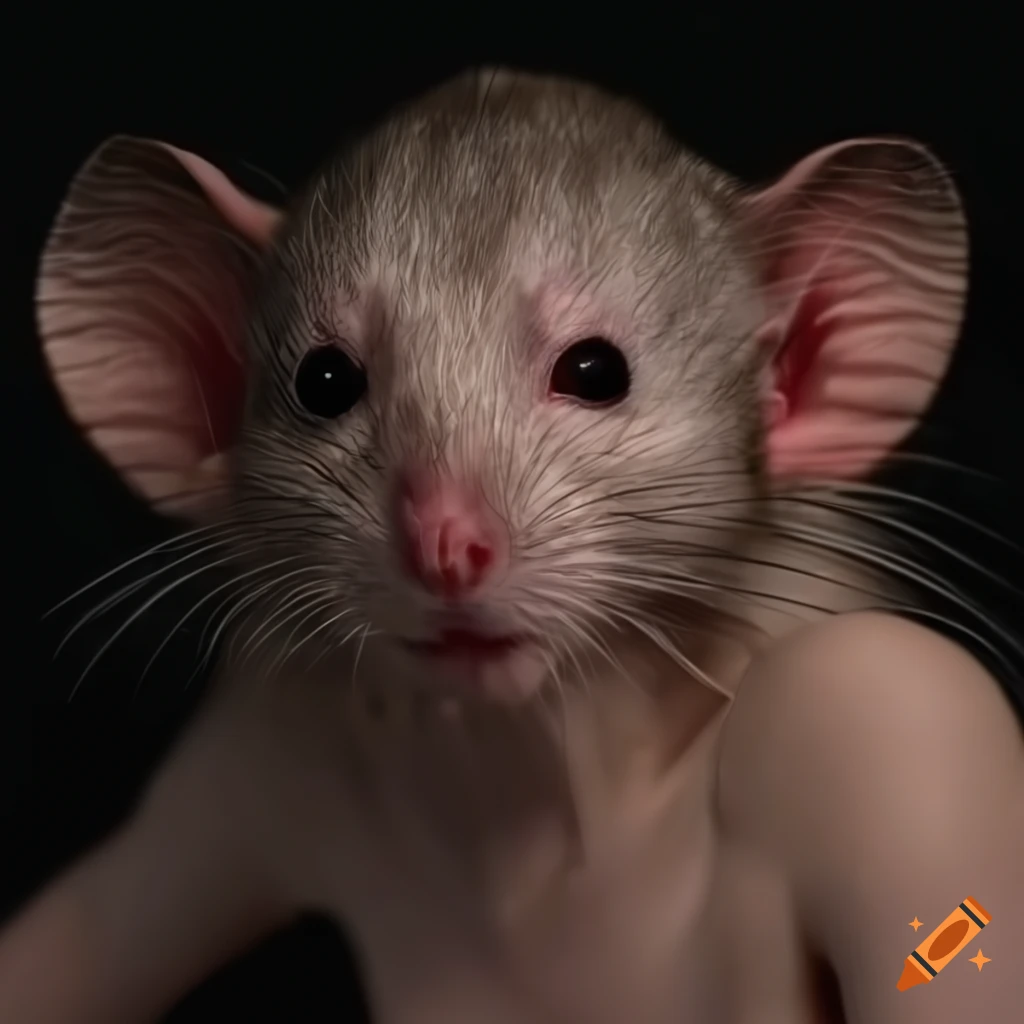 A human girl/rat hybrid creature on Craiyon