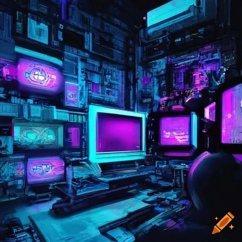 Cyberpunk computer room