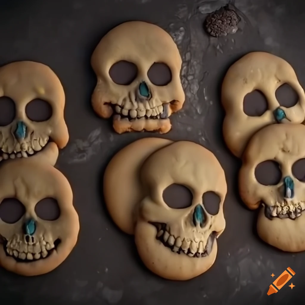 Cookies in the shape of skull on Craiyon