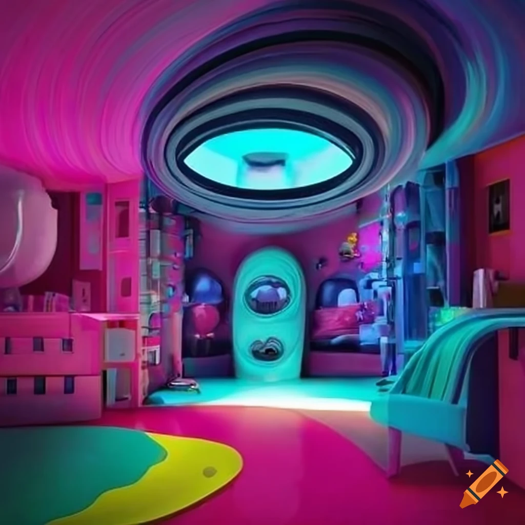 Colourful alien apartment on Craiyon