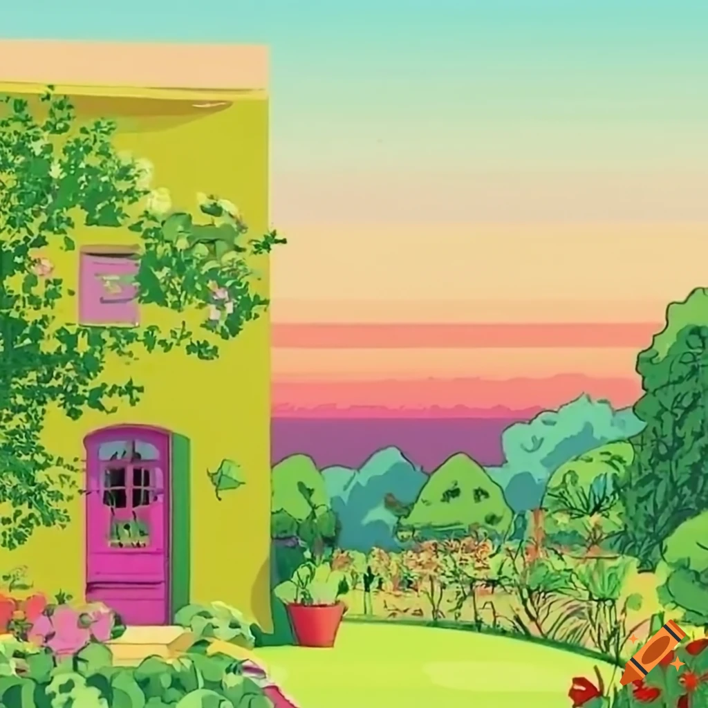 View from patio overlooking a beautiful back yard with gardens and ...