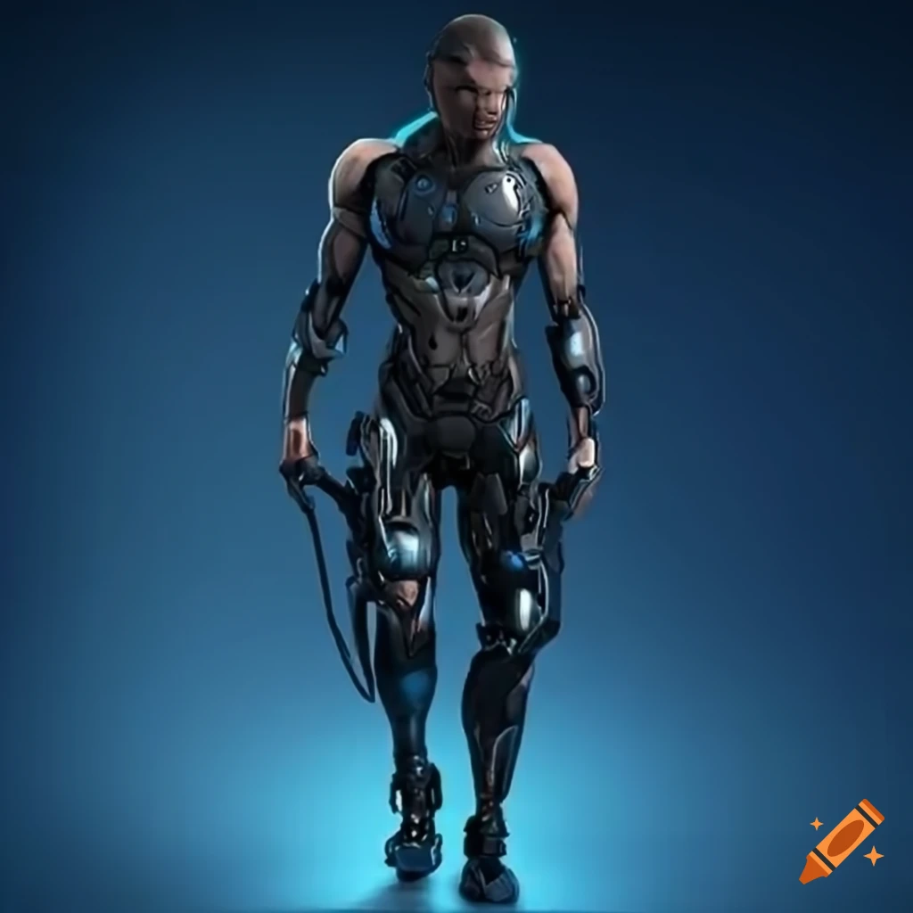 Male sci-fi cyborg, the whole body, cybernetic legs, man with ...