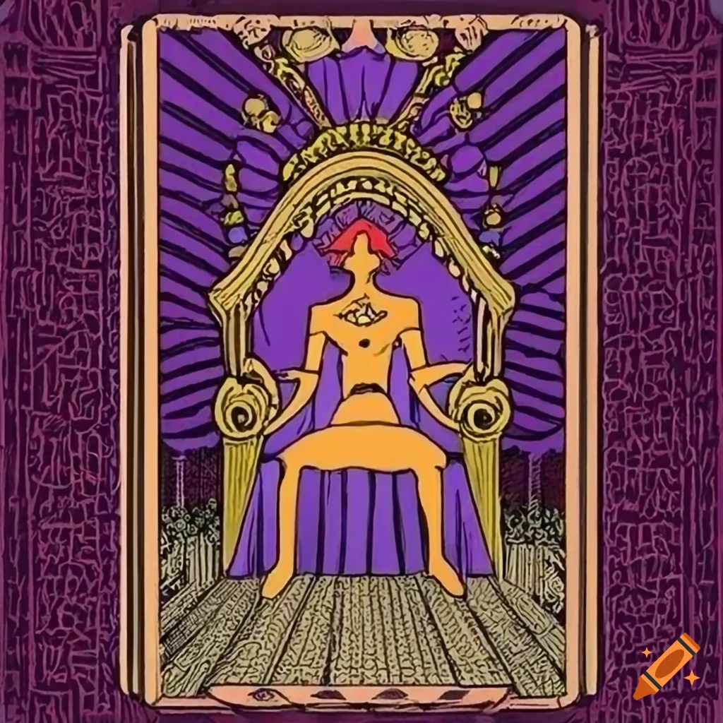 Empty throne in the style of a tarot card on Craiyon