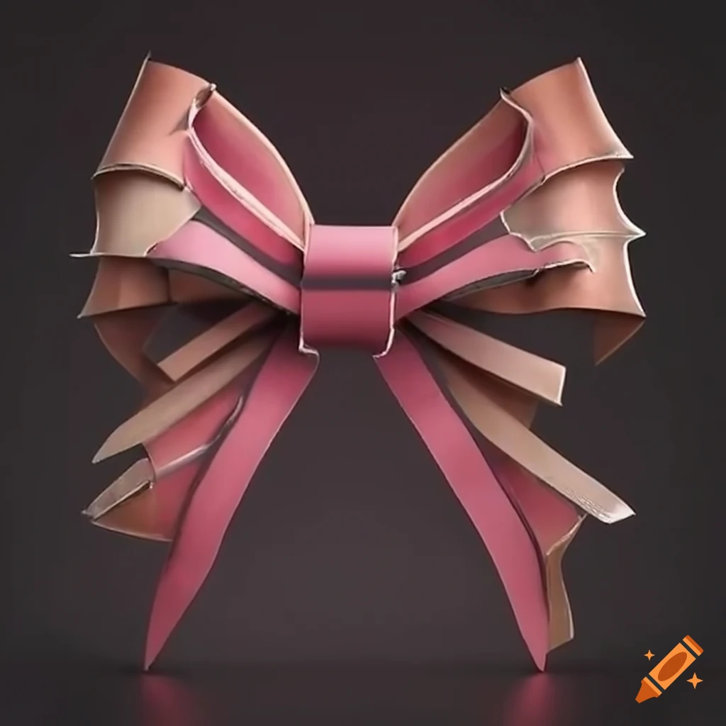Tattered bow made with ribbon that has ripped ends