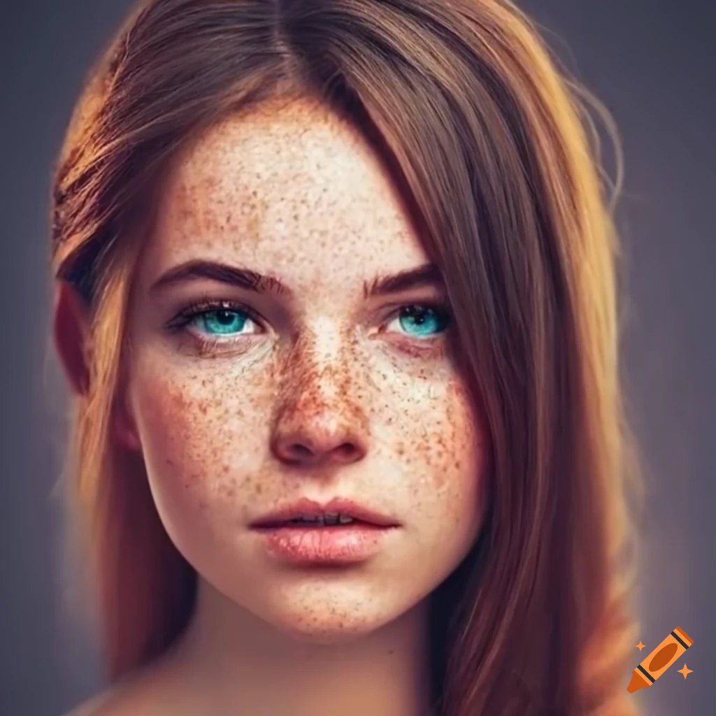 Beautiful young woman very light freckles