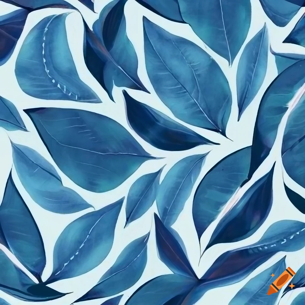 Interlocking leaves in indigo shades, forming an abstract design on Craiyon