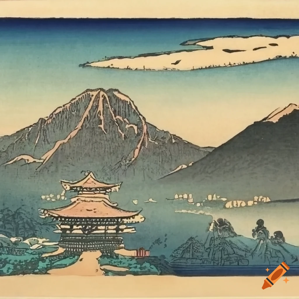 Ancient buddhist temple amidst serene mountain landscape, japanese ...