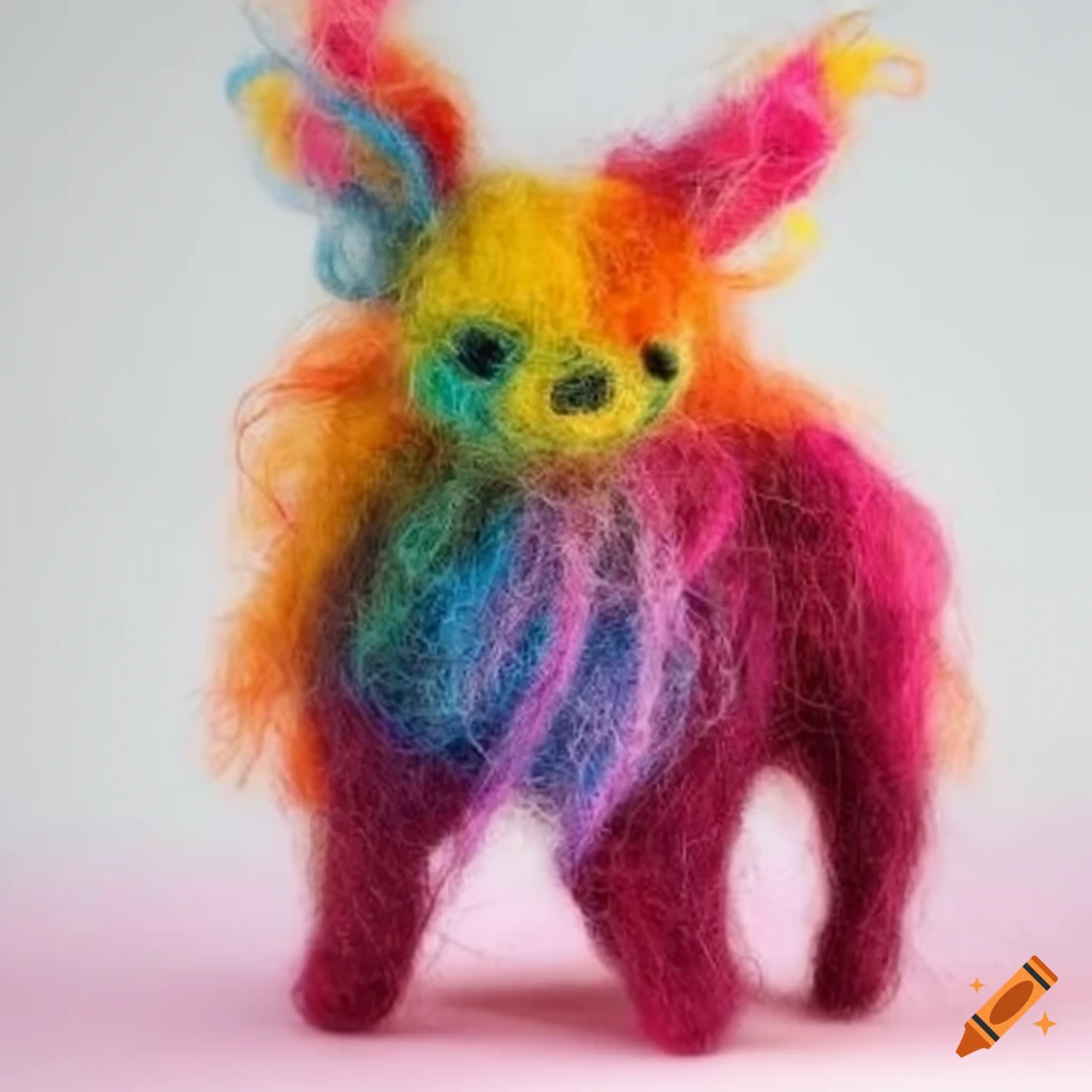 Felted wool creatures in wonderland on Craiyon