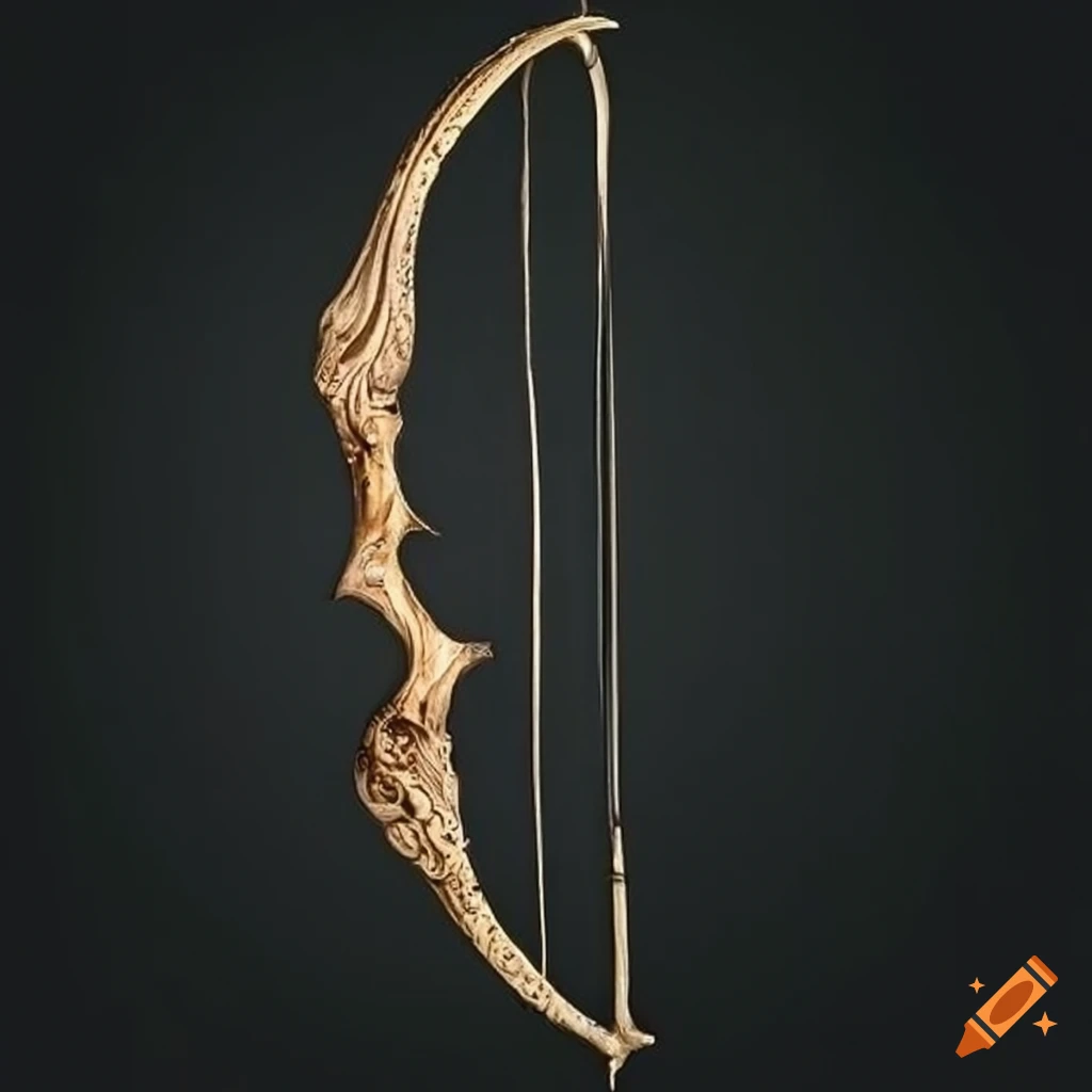 A mystical bone longbow adorned with intricate engravings on Craiyon