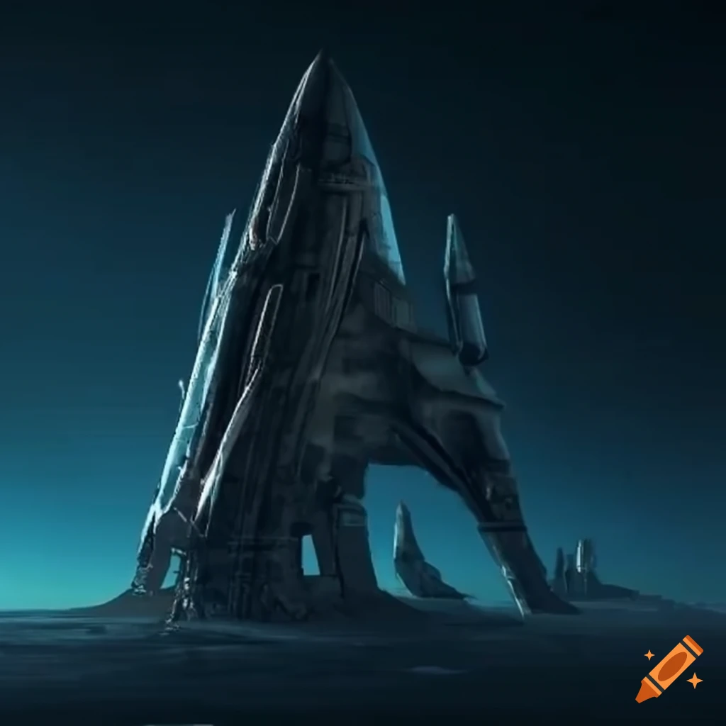 Create an extremely detailed extraordinary alien starship with unknown ...