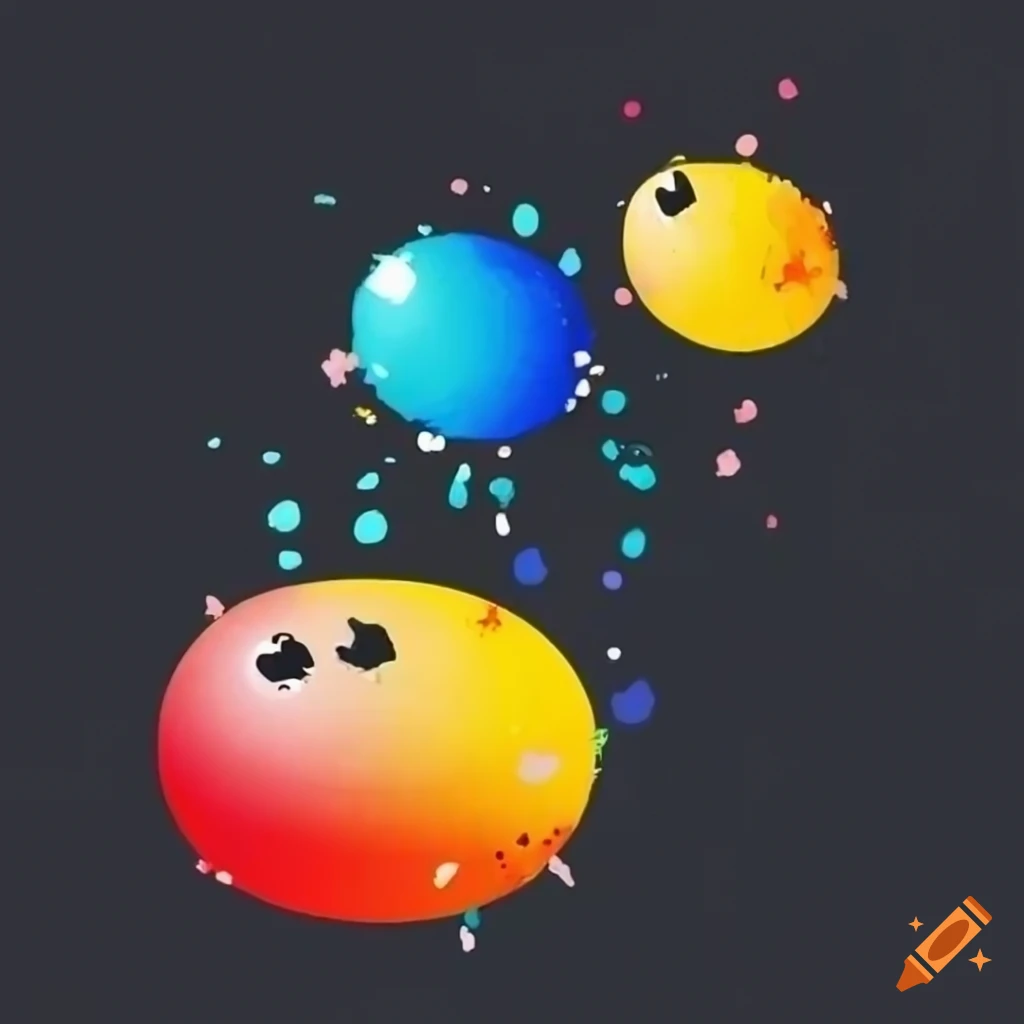 Two colorful blobs happily floating in a black background