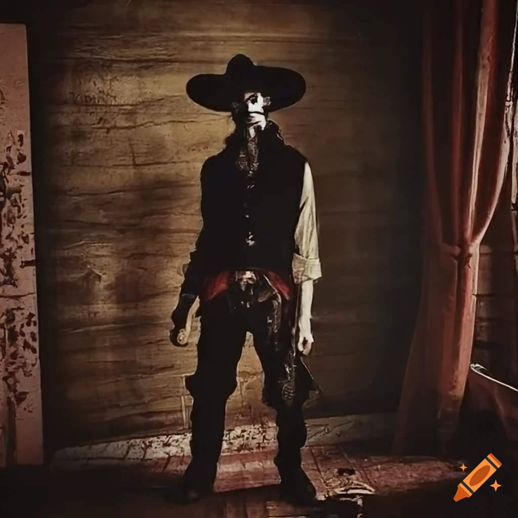 A mysterious cowboy in a gothic western setting, dark, hell, grunge on ...