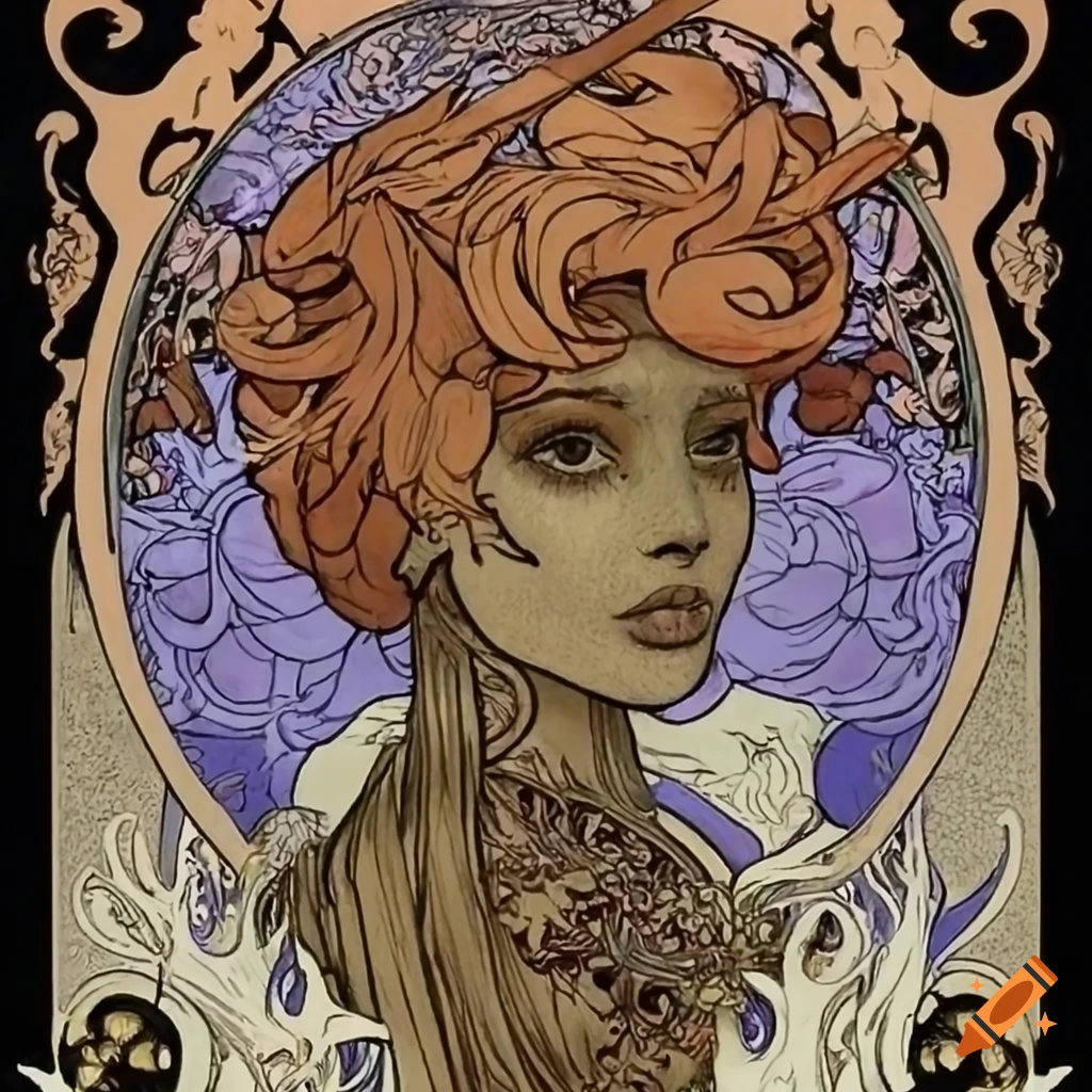 Alien intelligent life form - inspired by the works of alfons mucha on ...