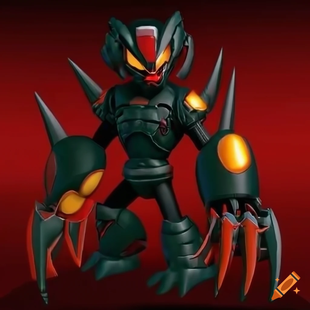 Evil scorpion themed Megaman villain. Red and black. Scorpion armor ...