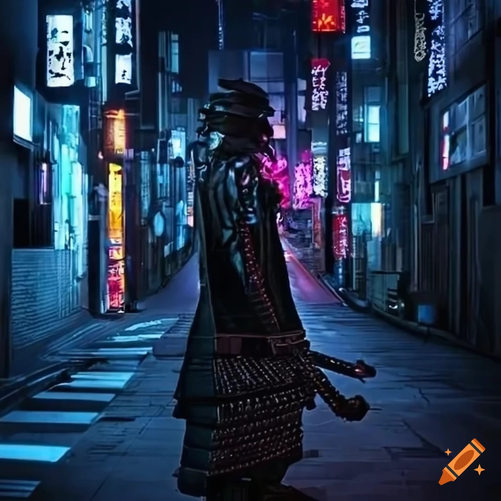 Cyber samurai in the tokyo night on Craiyon