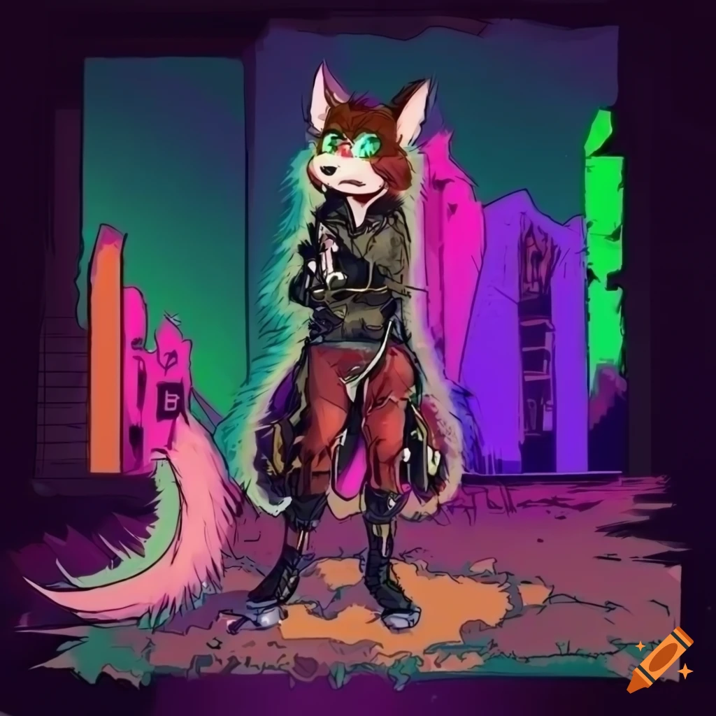 Resilient furry femboy, post-apocalyptic landscape, confidence ...