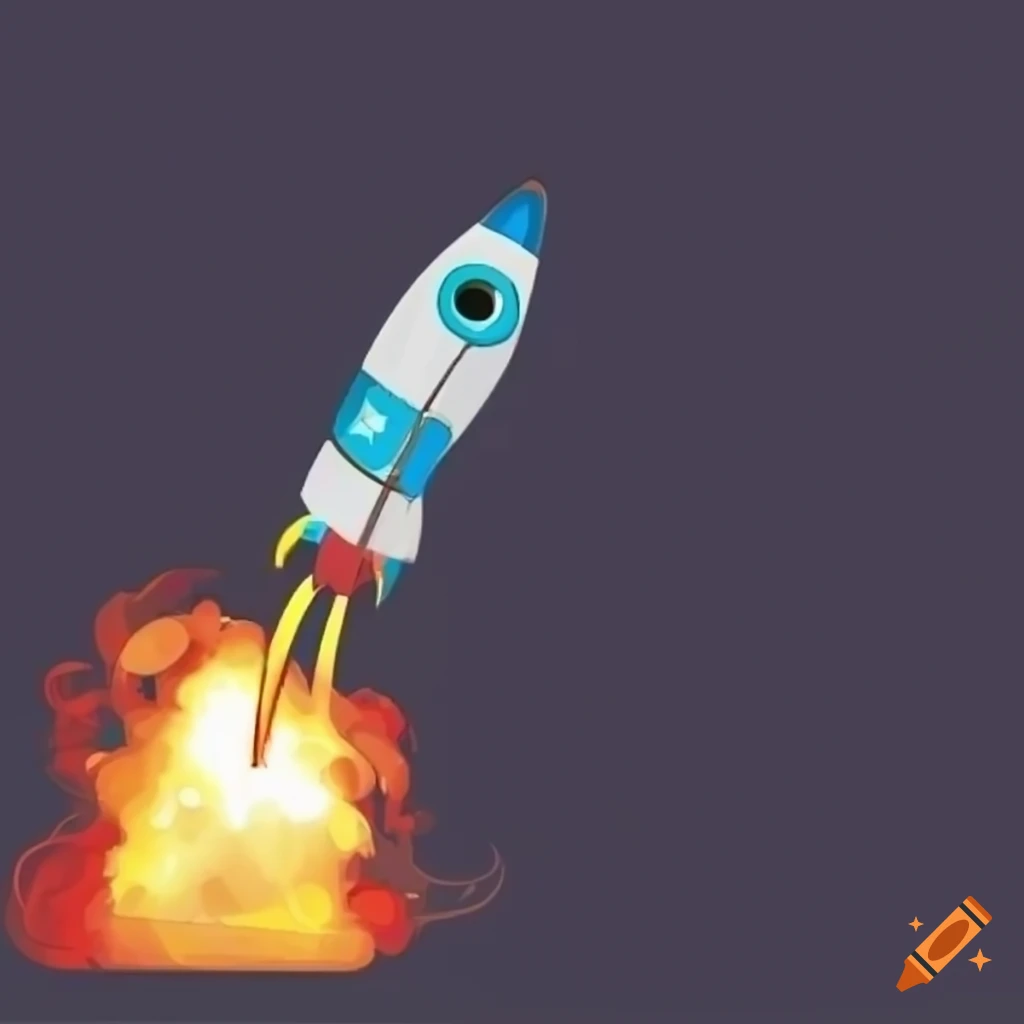 Cartoon Rocket With Fire