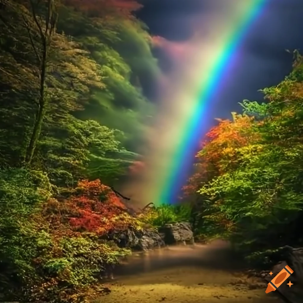 The ending rainbow in a magical land on Craiyon