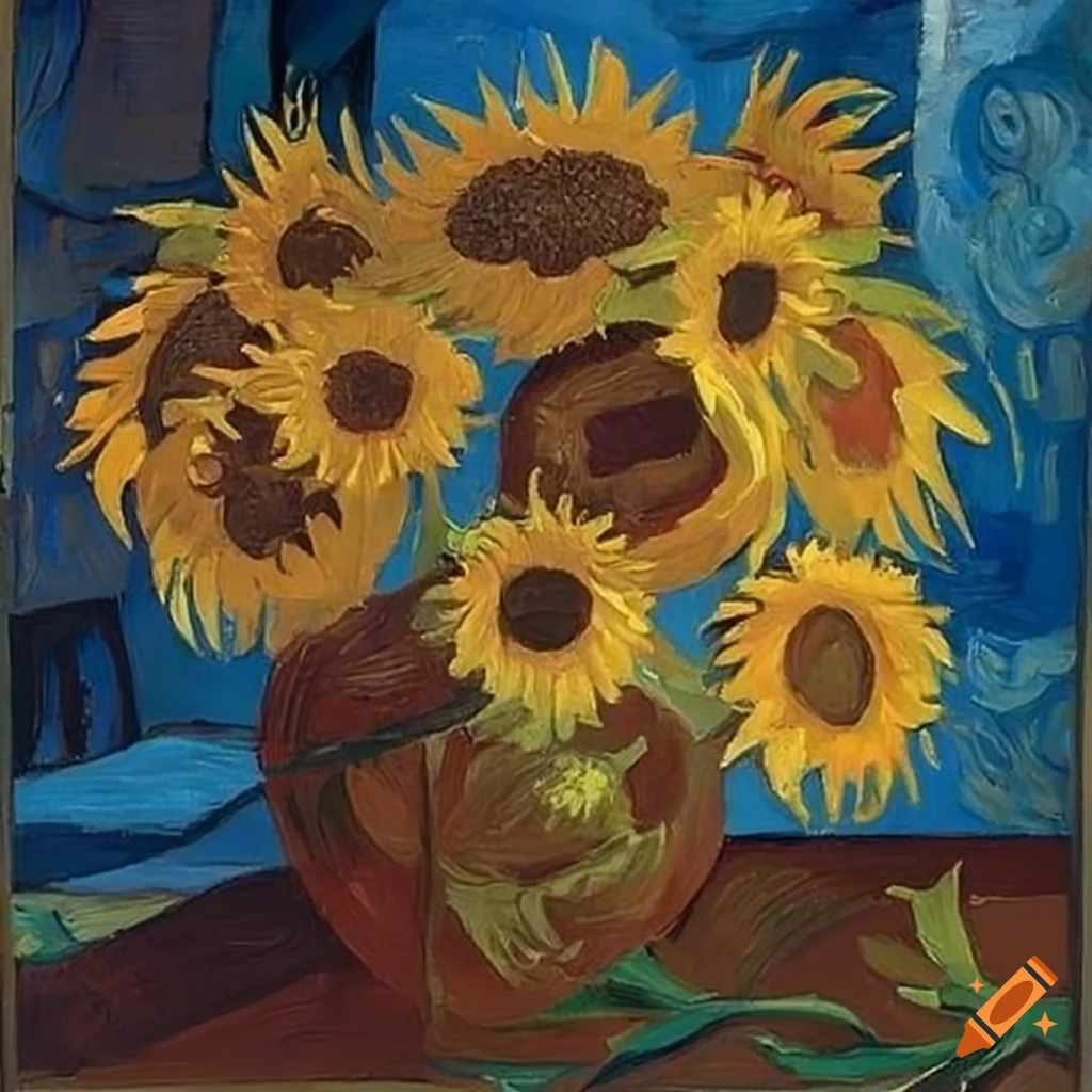 Van gogh's sunflowers in the style of cubism on Craiyon