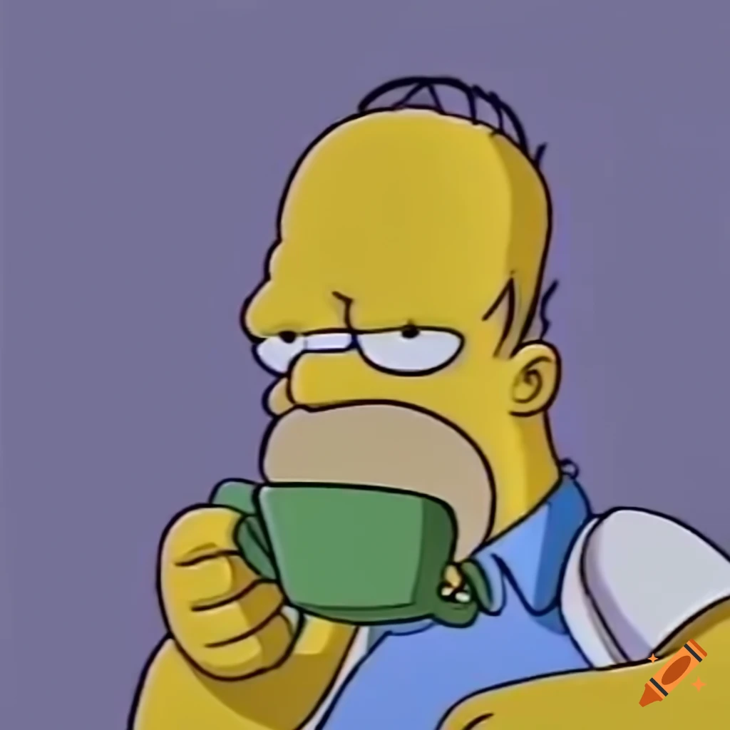 Screenshot of homer tired holding a cup of coffee from the simpsons ...