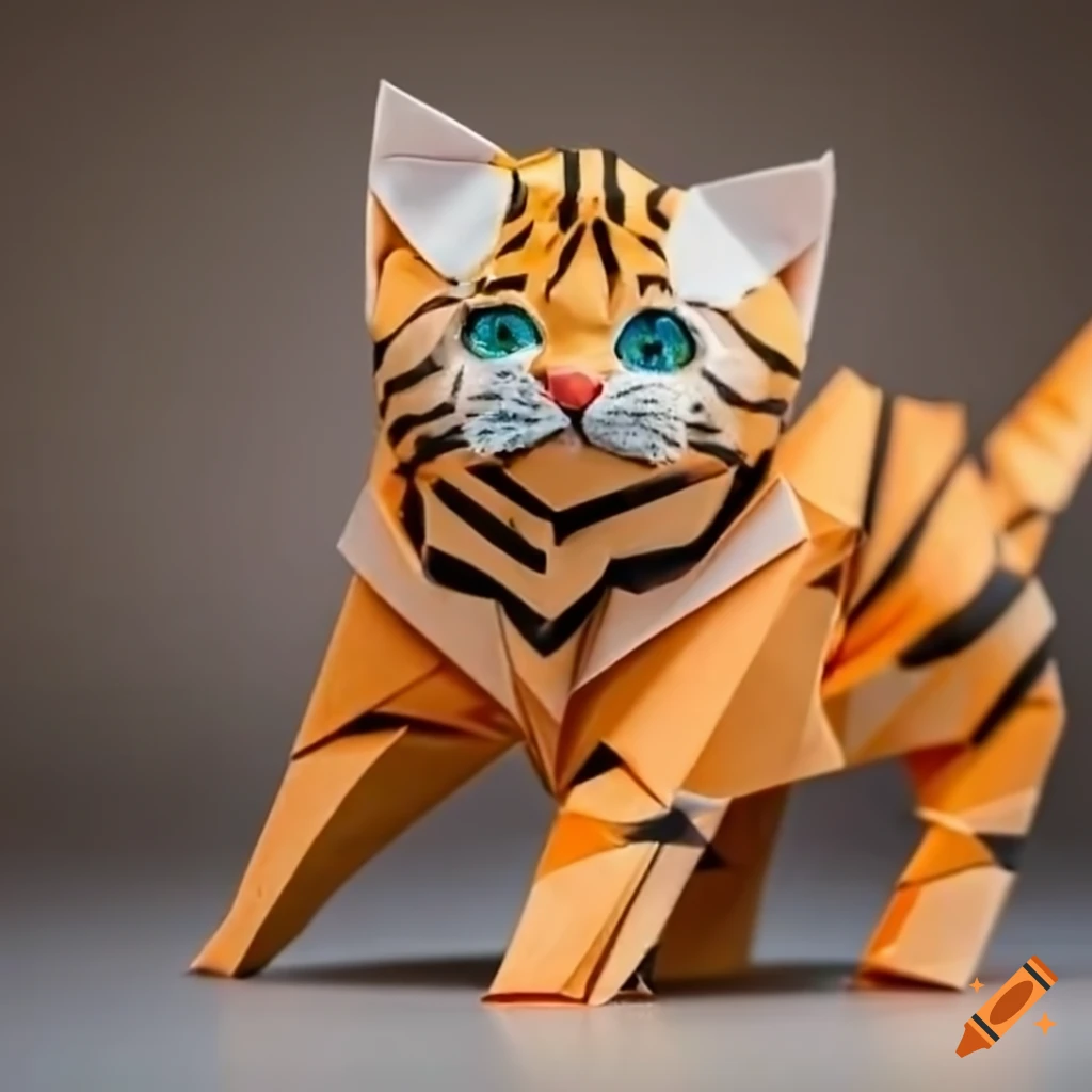 Origami tiger kitten