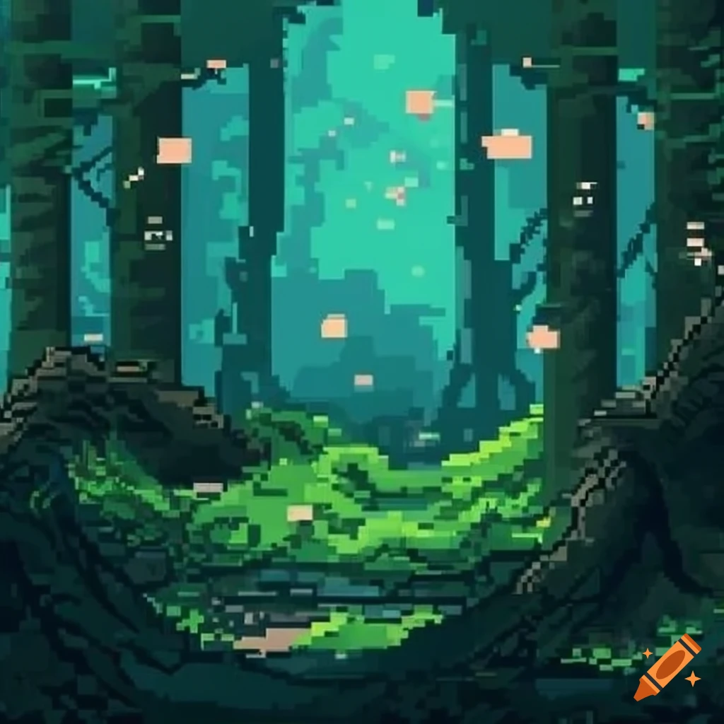 Magical forest in pixelart style