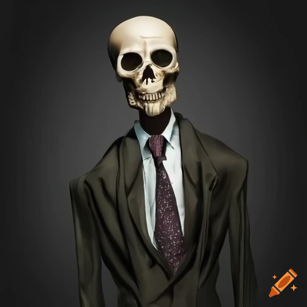 Professor skeleton with a tie and disguise glasses on Craiyon