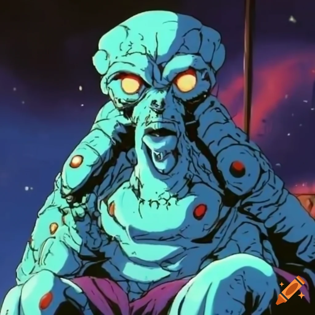 80-90's anime ova, reptile humanoid elder being on Craiyon