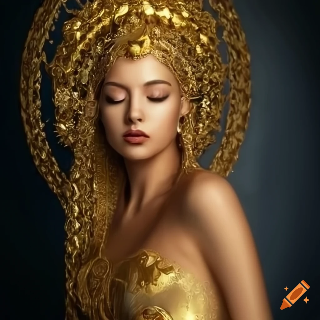 Craiyon_181725_photorealistic_dreaming_golden_goddess_with_closed_eyes ...