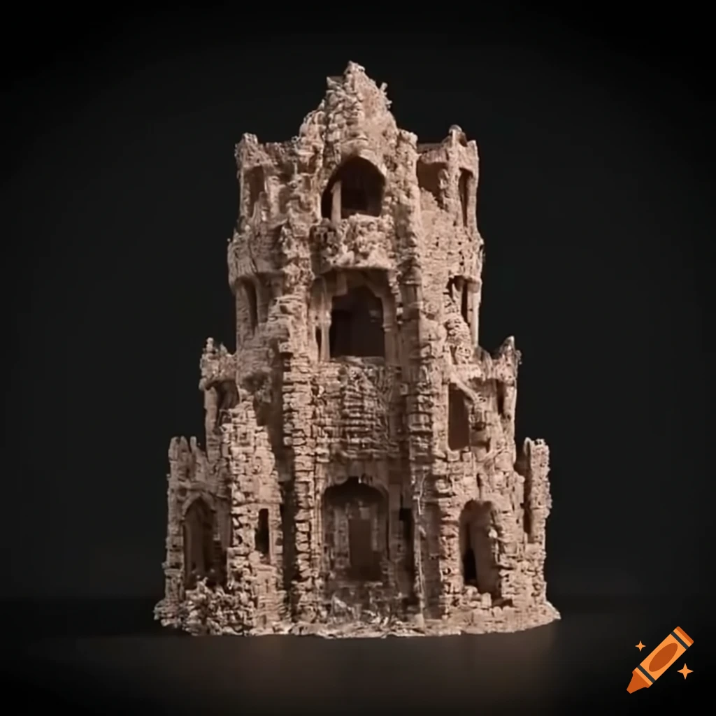 Ancient tower made of coral on Craiyon