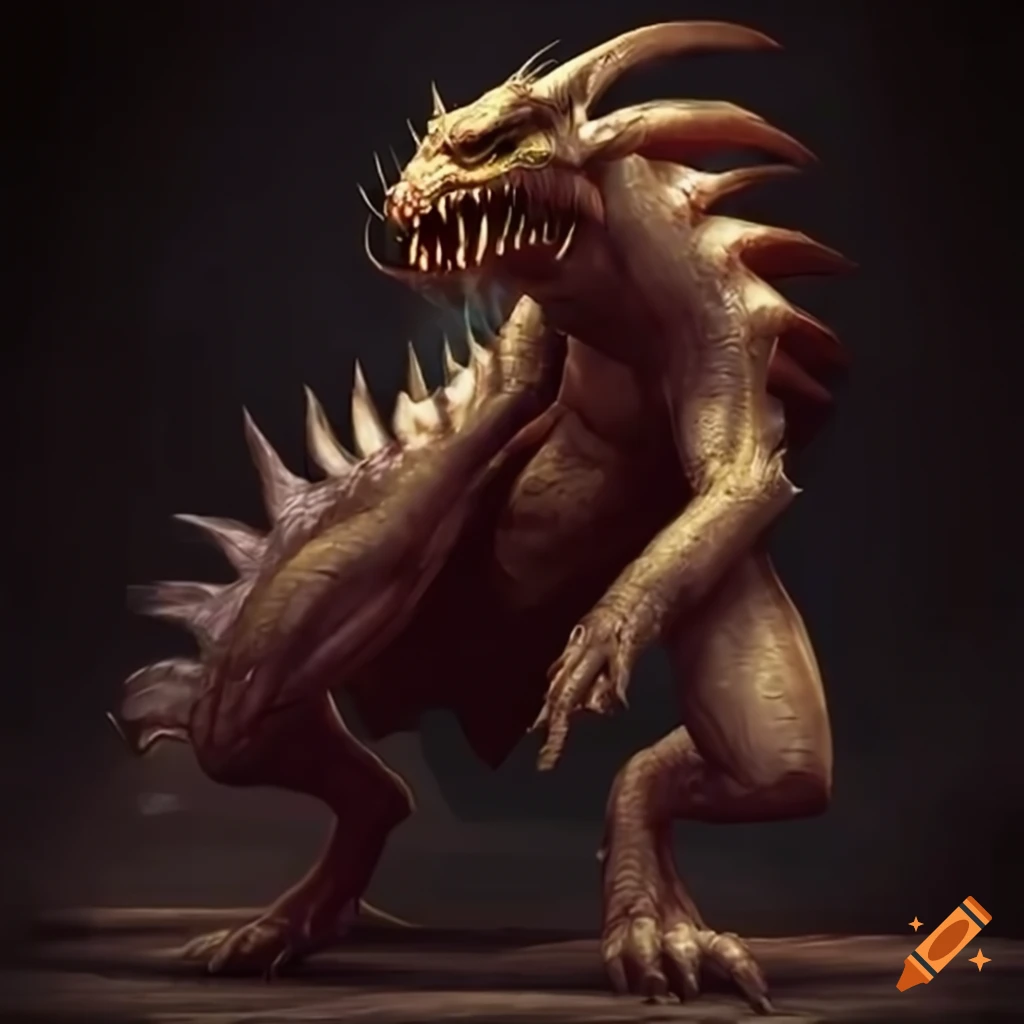 Video game art of a powerful reptilian monster on Craiyon