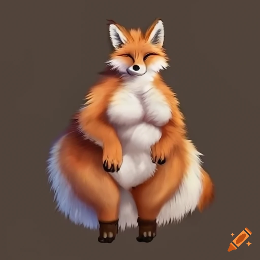 Extra large fluffy fat female fox furry