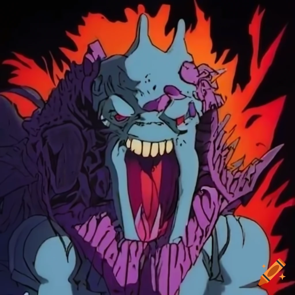 80-90's anime ova, reptile humanoid elder being on Craiyon