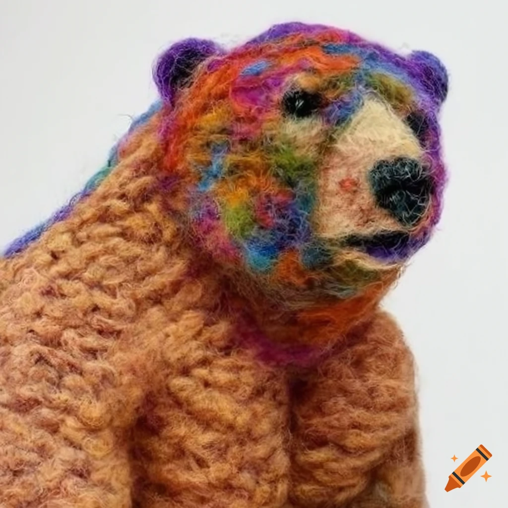 Buff bear made of felted wool on Craiyon