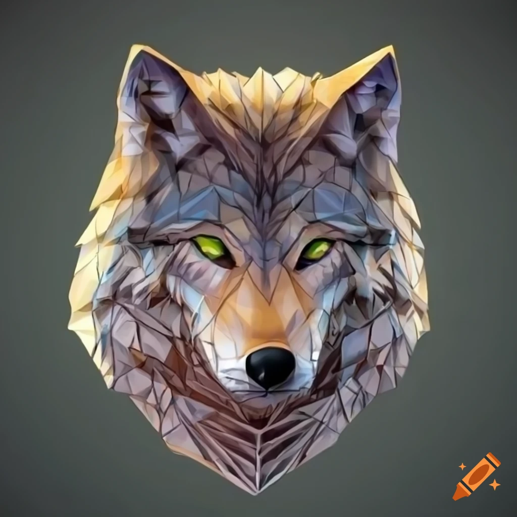 Polygonic wolf head on Craiyon