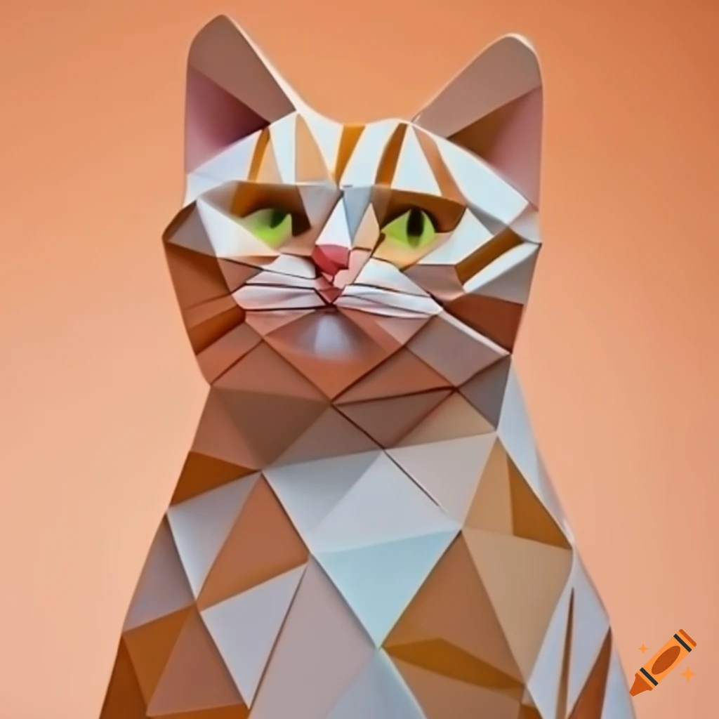 Ginger cat made of geometric shapes on Craiyon