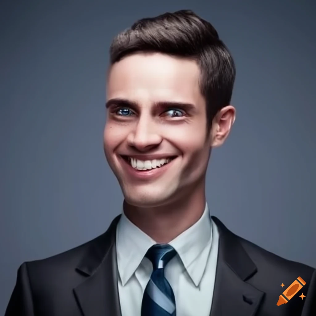 A slick businessman with a confident smile on Craiyon