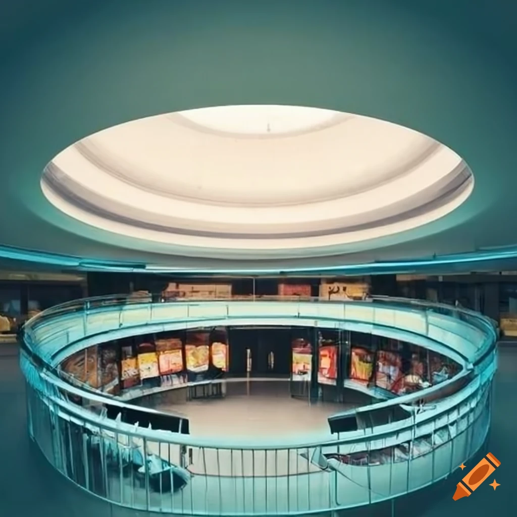 Round supermarket with areas of different category around it's edges ...