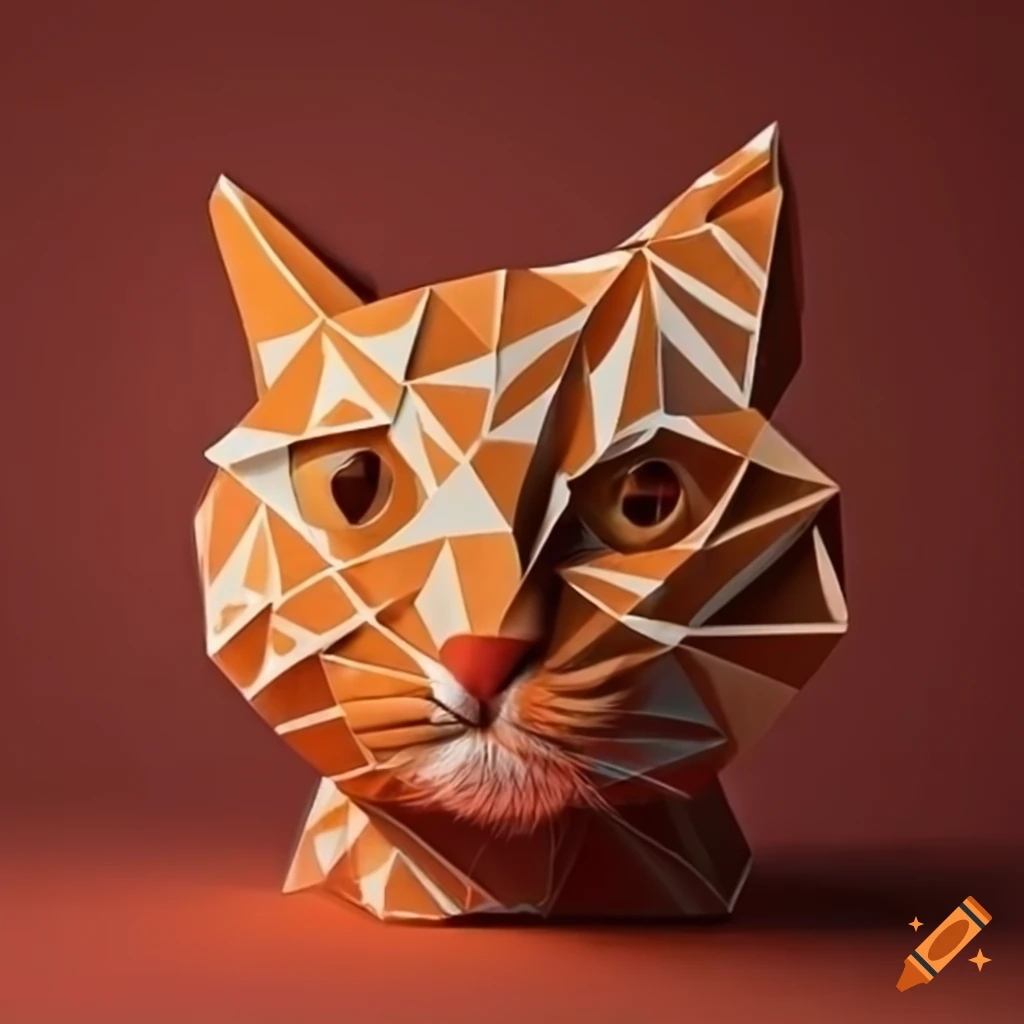 Ginger cat made of geometric shapes