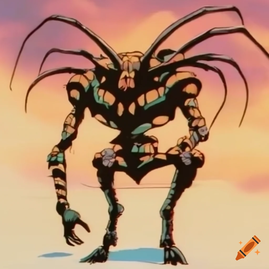 80-90's anime ova, insect humanoid on Craiyon