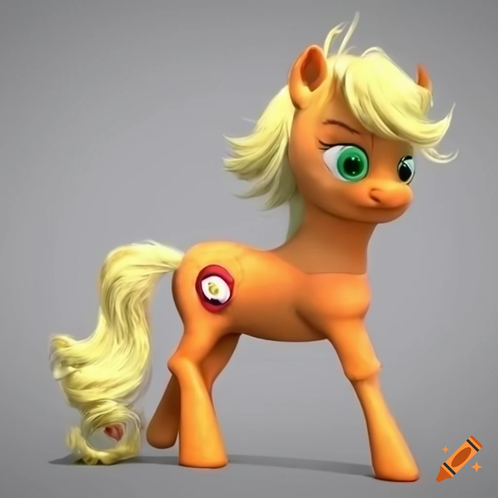 3d hyperrealistic pixar applejack pony