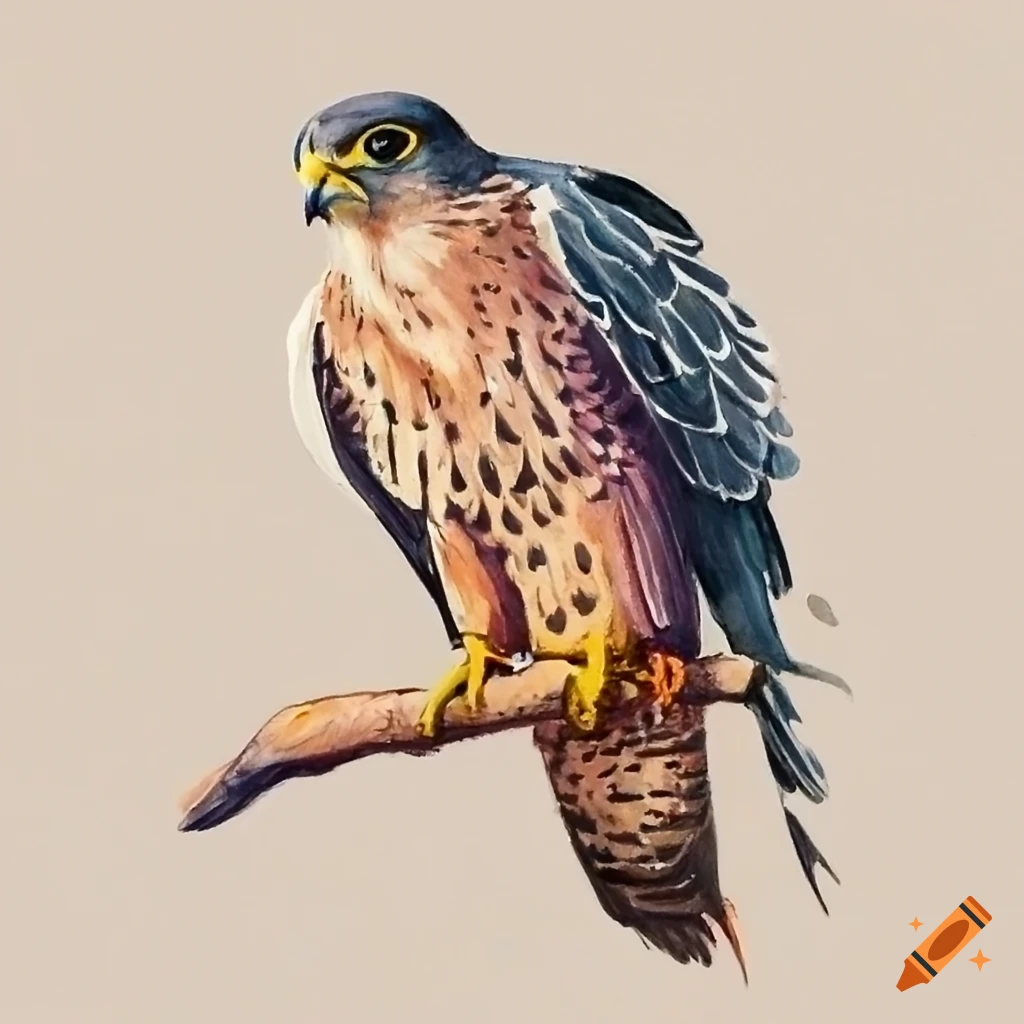 Detailed falcon on a branch