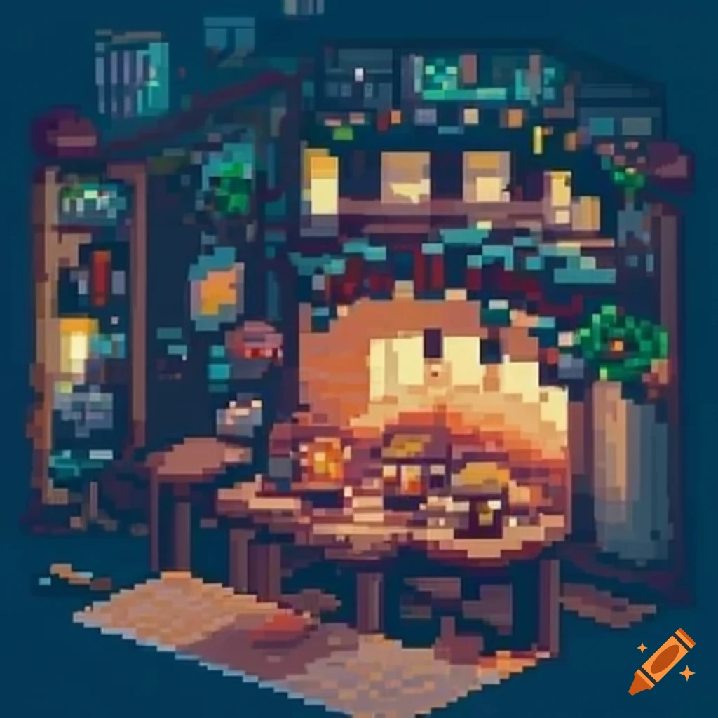 Pixel art, cozy bar on Craiyon