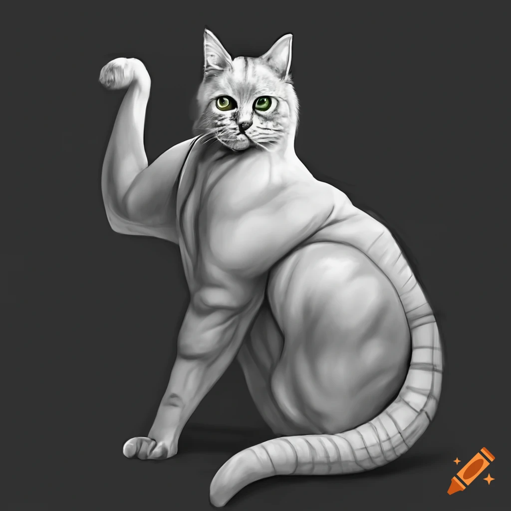Muscular cat posing