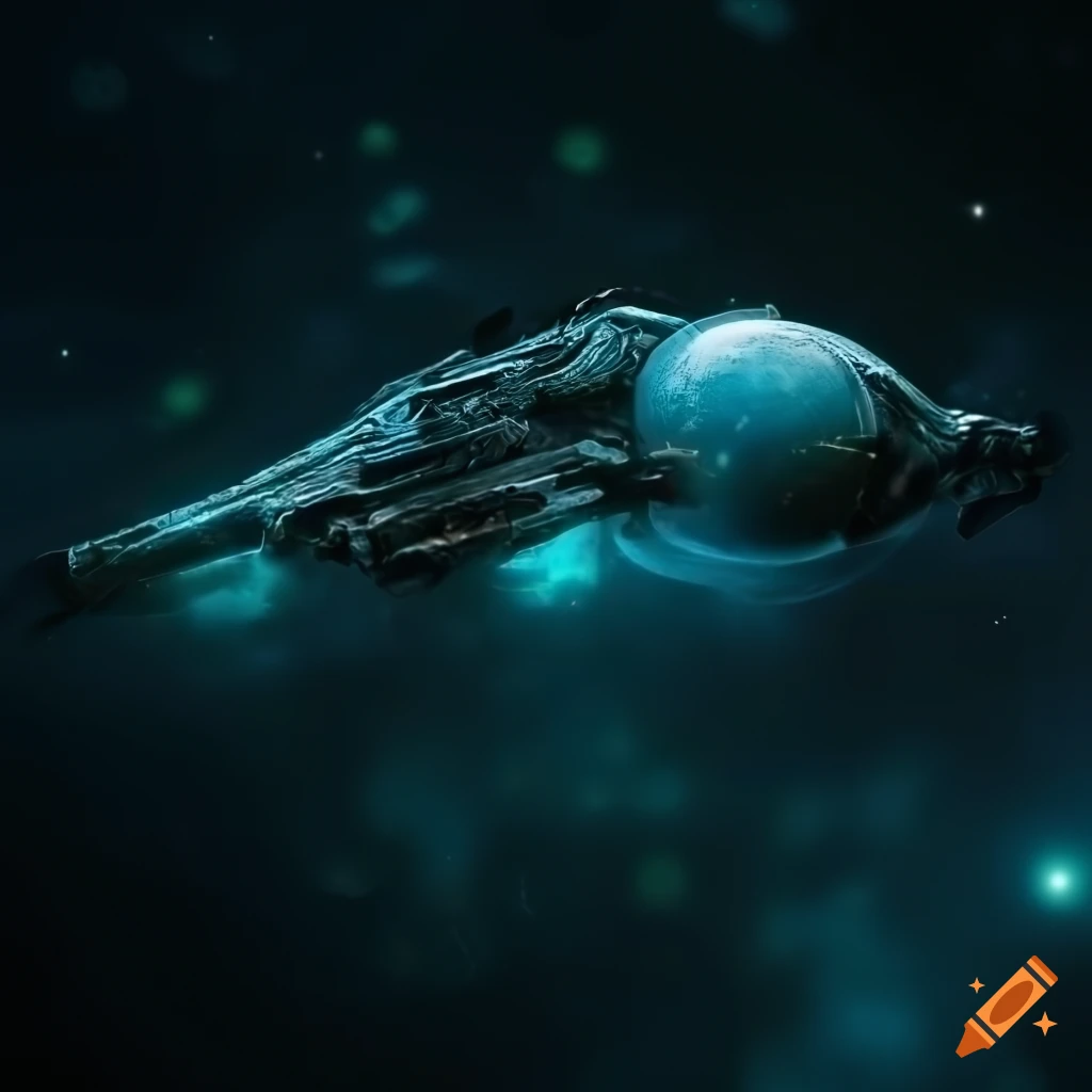 Bio alien spaceship, dark, military, space background, gritty ...