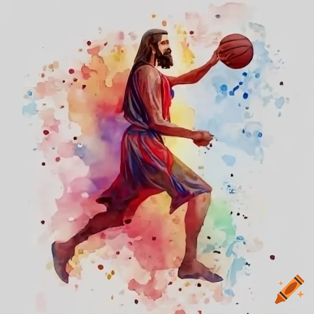 Biblical representation of jesus dunking on satan in a game of ...